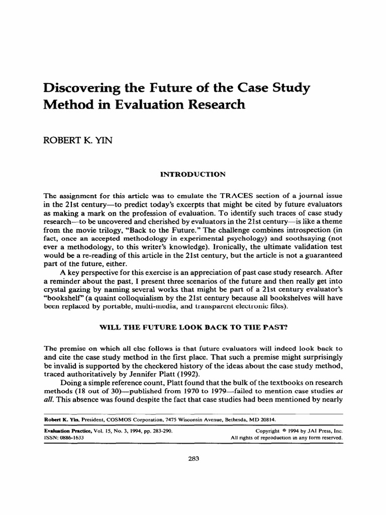 Discovering The Future of The Case Study Method in Evaluation Research ...