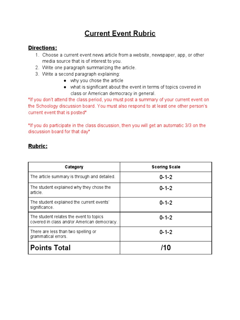 Current Event Rubric | PDF