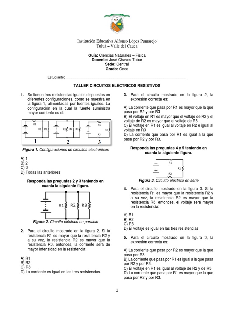 Taller Circuitos Eléctricos Resistivos | PDF | Resistencia Eléctrica y Conductancia | voltaje
