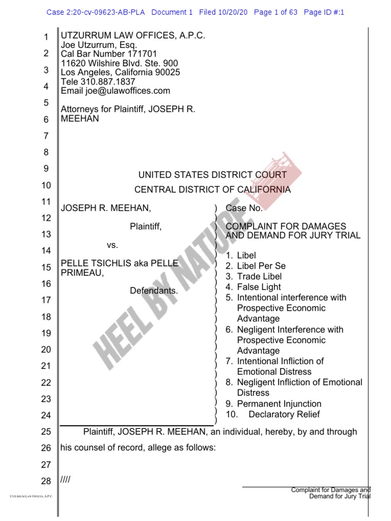 Joey Ryan Lawsuit 10/20 | PDF | Hashtag | Complaint