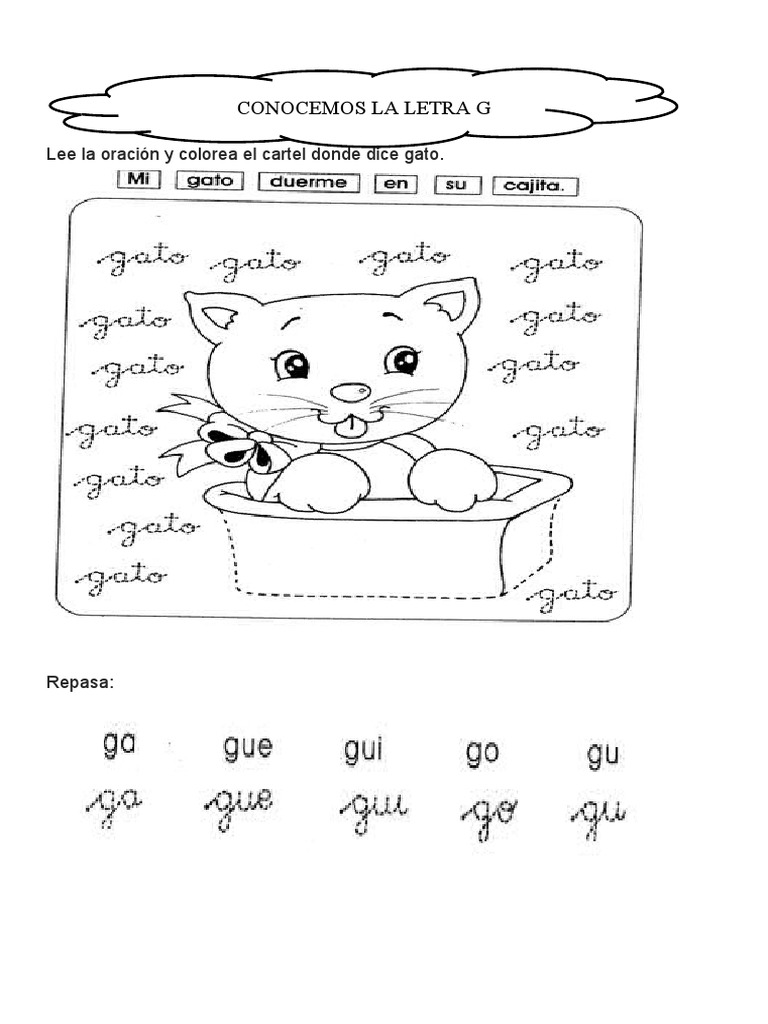 Actividades para practicar la letra G a través de la lectura, el ...