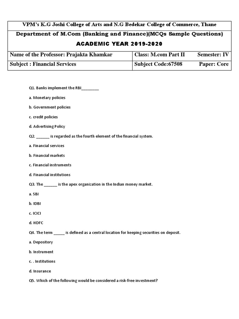 MCOM MCQ PDF Sample Papers | PDF | Balance Of Payments | Audit