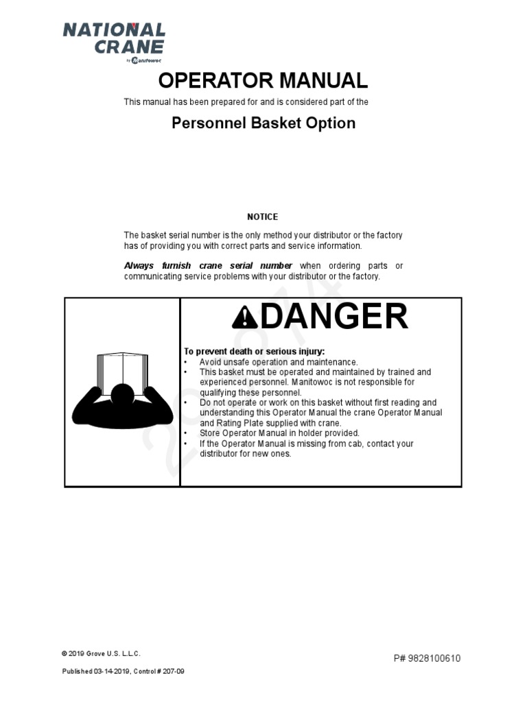 Danger: Operator Manual | PDF | Elevator | Crane (Machine)
