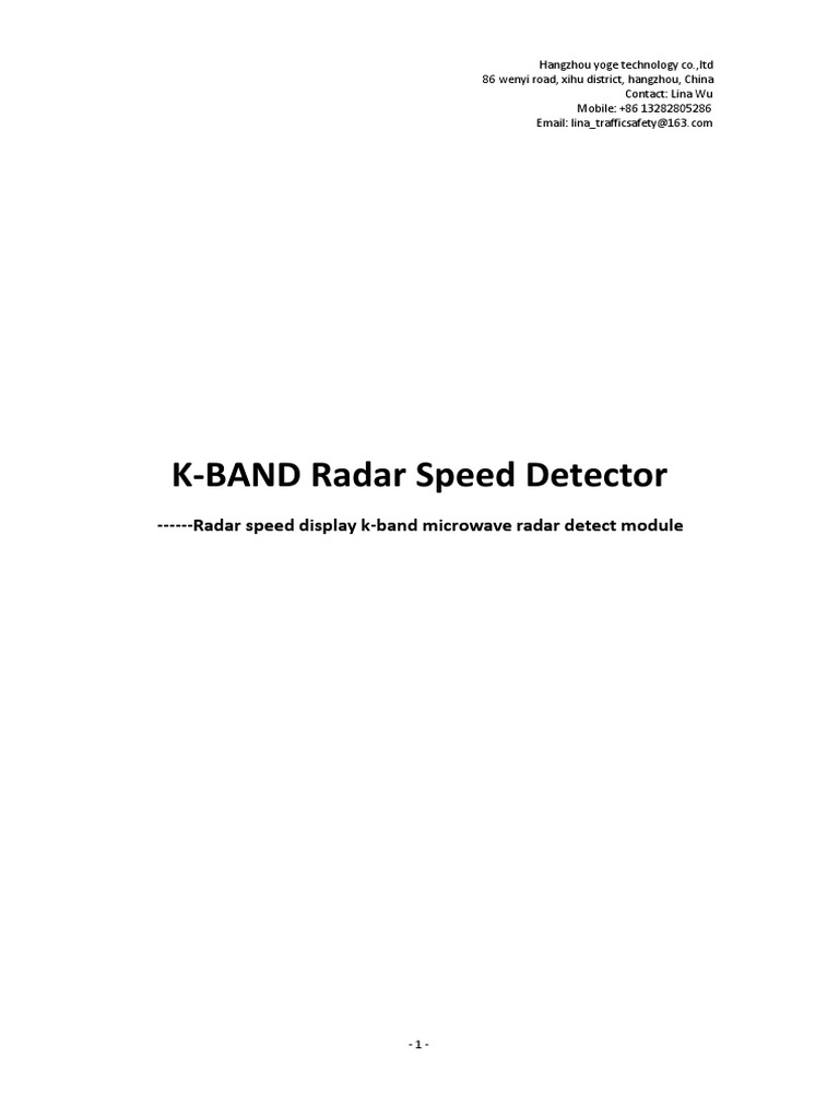 K-BAND Radar Speed Detector | PDF | Radar | Microwave