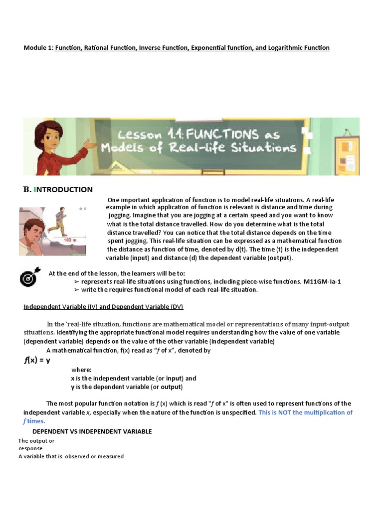 Functions Modeling Real-Life Scenarios | PDF | Dependent And ...