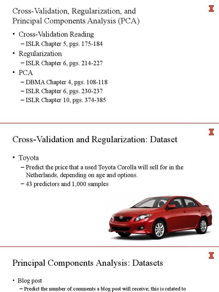Cross-Validation, Regularization, and Principal Components Analysis ...