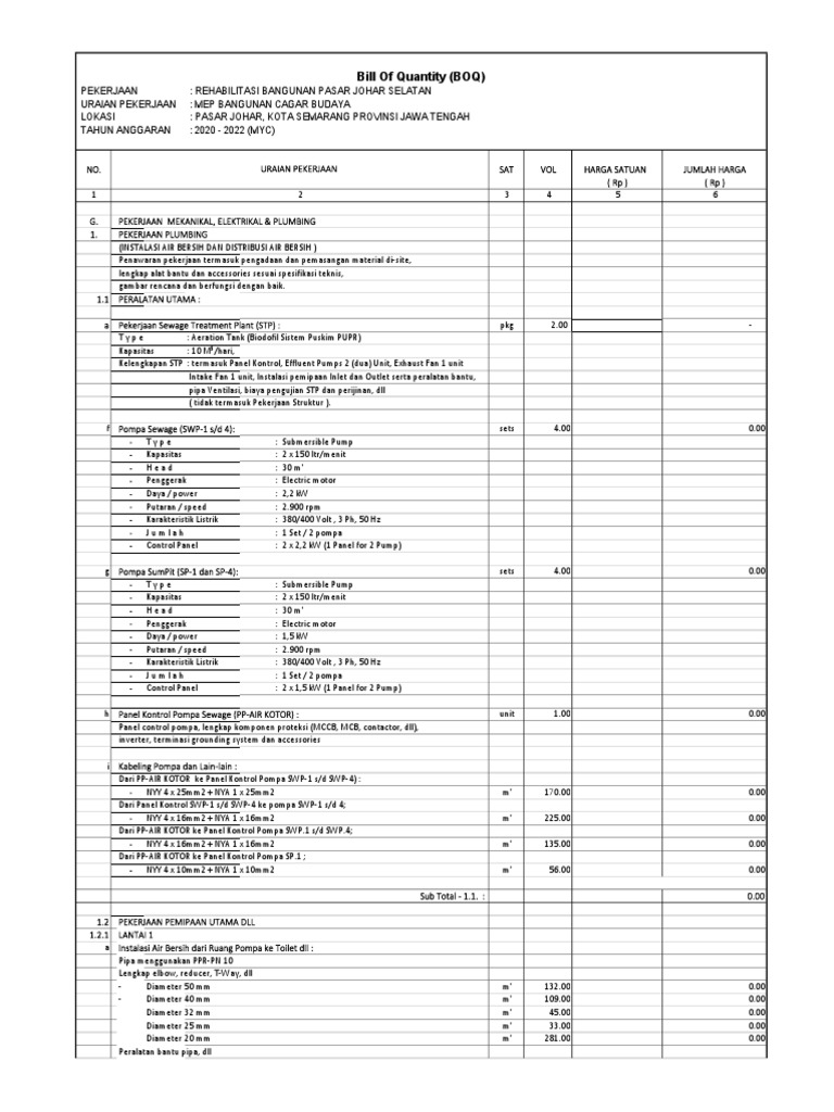Boq Mep Bangunan Cagar Budaya - 2 PDF | PDF