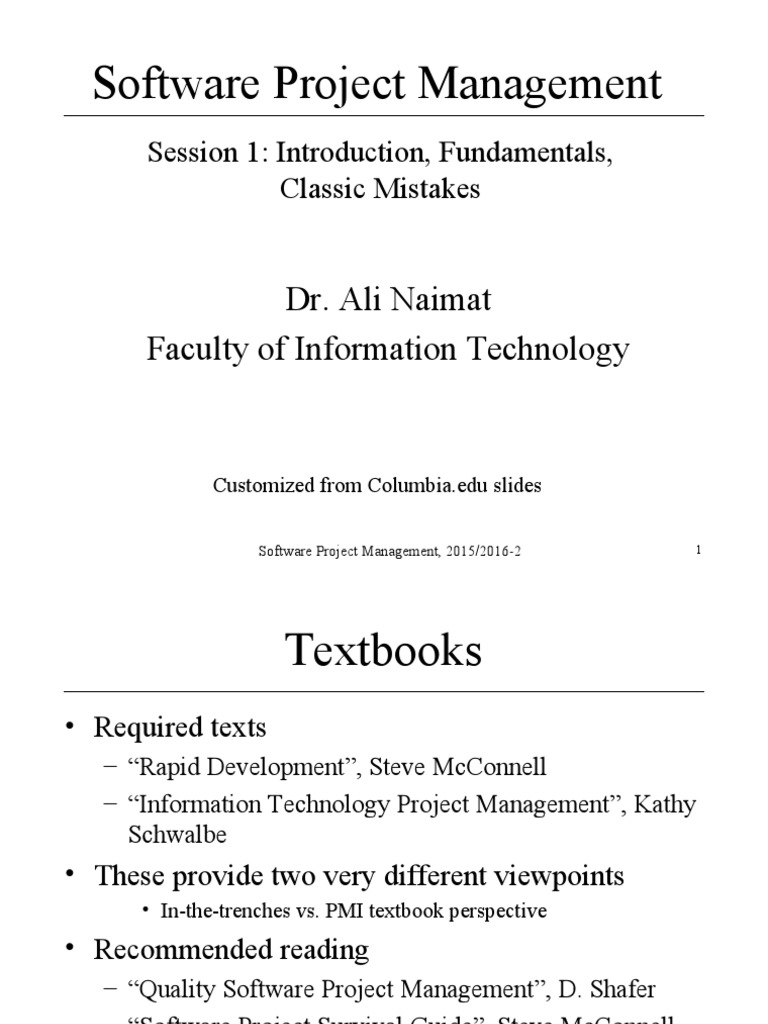 Ch1-Introduction, Fundamentals, Classic Mistakes | PDF | Project Management | Computing