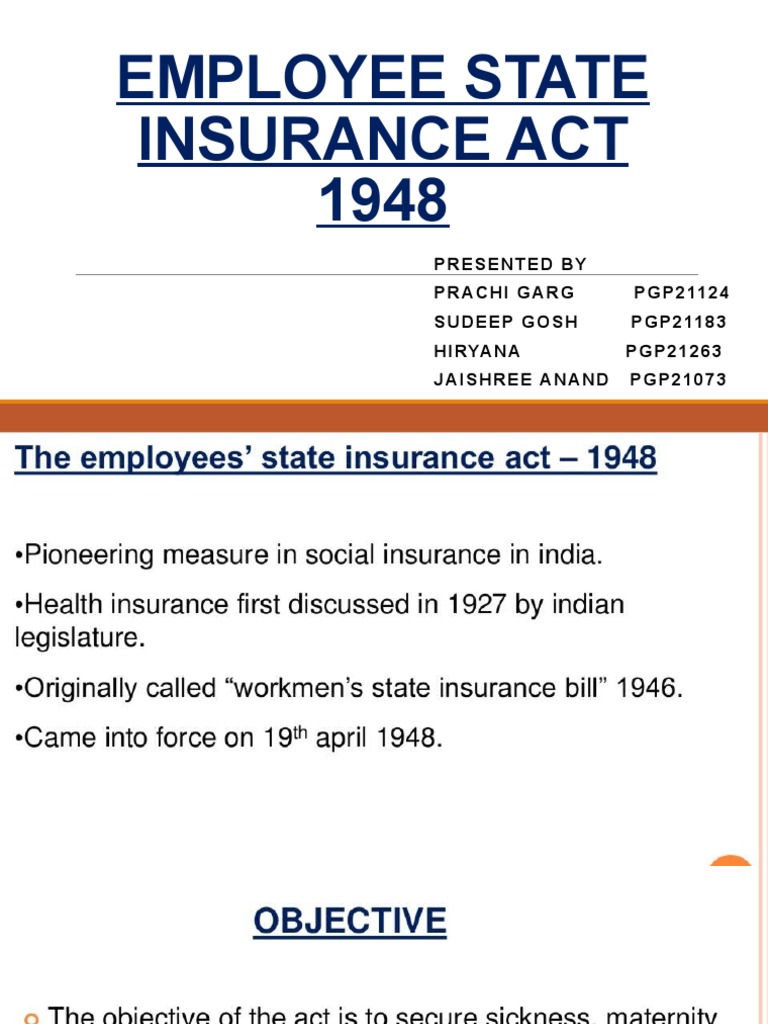 Employee State Insurance Act 1948 | PDF