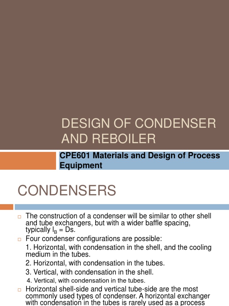 Design condenser and reboiler equipment | PDF | Heat Exchanger | Heat ...