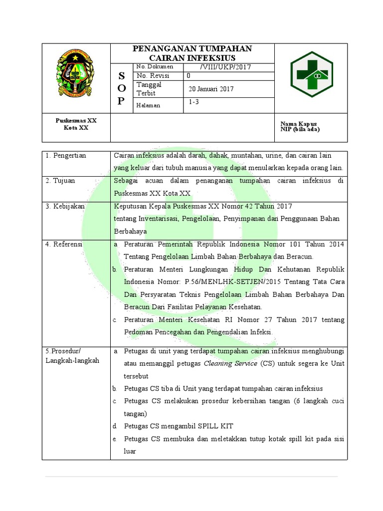 00.SOP Tumpahan Cairan Infeksius PDF | PDF
