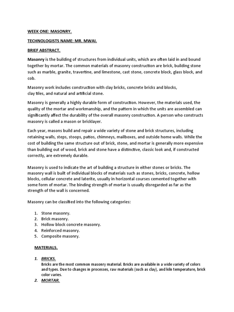 MASONRY | PDF | Masonry | Brick