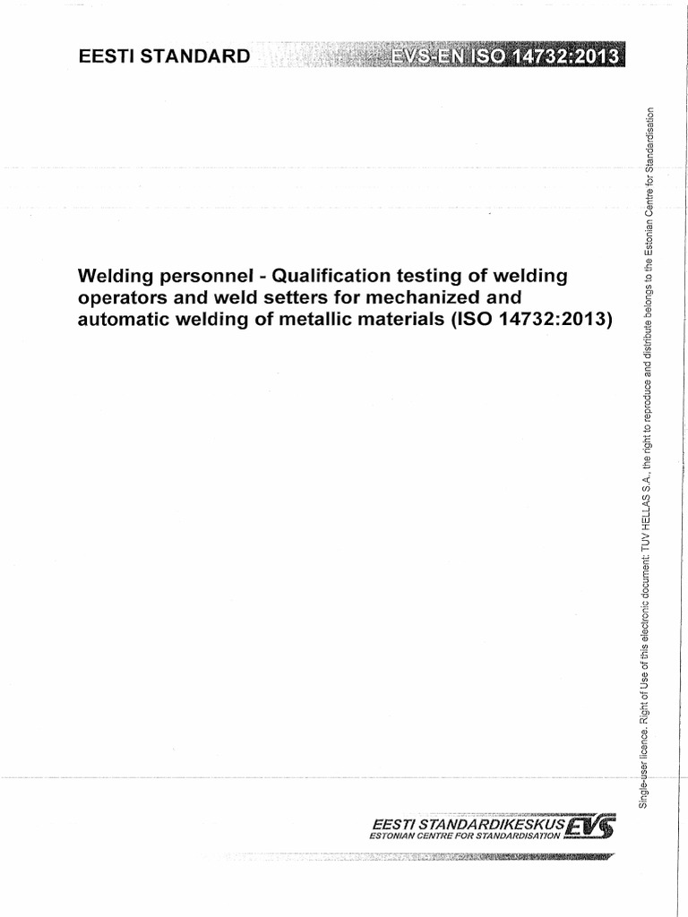 en ISO 14732 2013 Welding Operators PDF | PDF