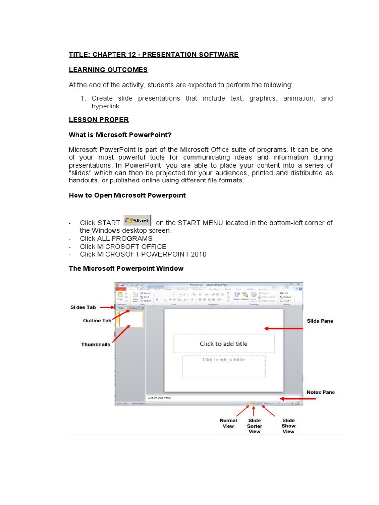 PowerPoint 2010 Basics Guide | PDF | Microsoft Power Point | Microsoft ...