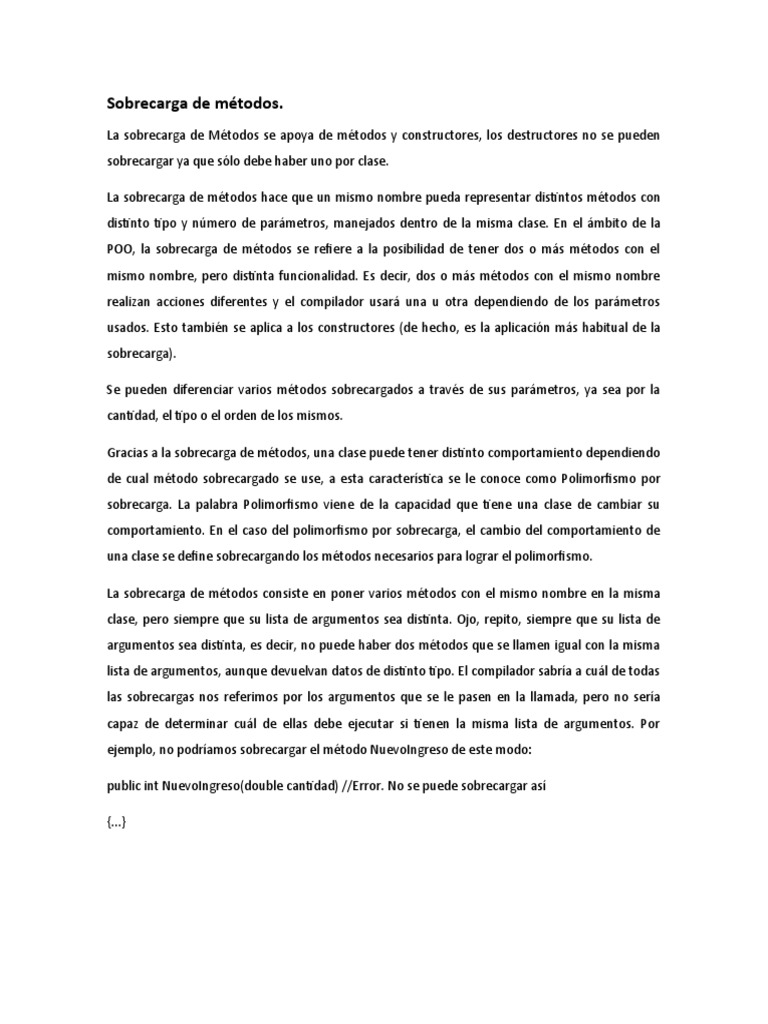 3.8 Sobrecarga de Métodos. | PDF