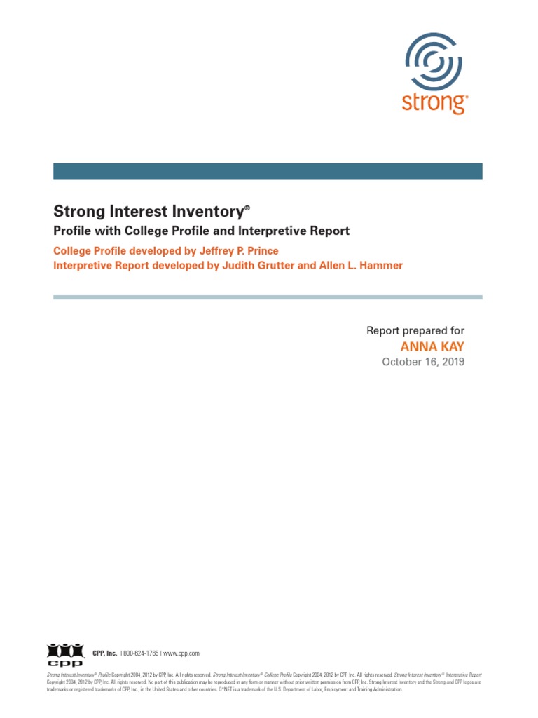 Strong Interest Inventory | PDF | Leadership | Interest