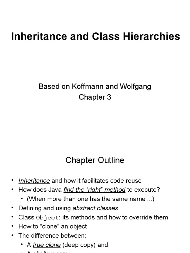 Inheritance and Class Hierarchies: Based On Koffmann and Wolfgang | PDF | Inheritance (Object ...