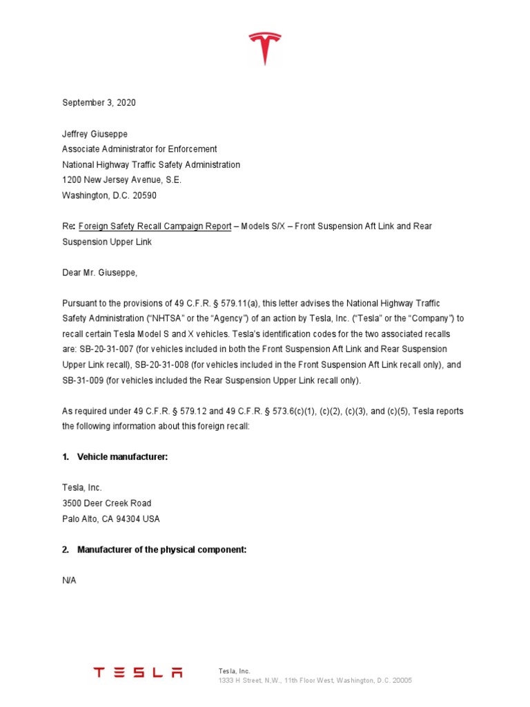 Tesla China Recall Notice | PDF | National Highway Traffic Safety ...