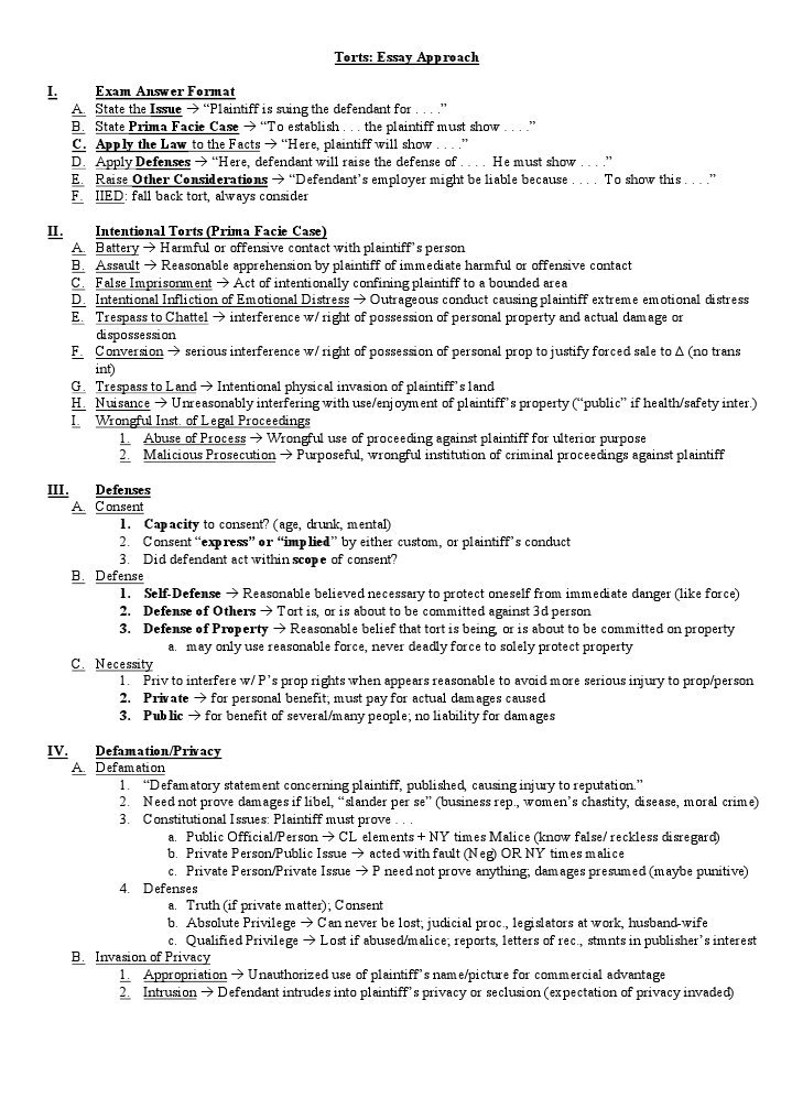 Tort Essay Approach | PDF