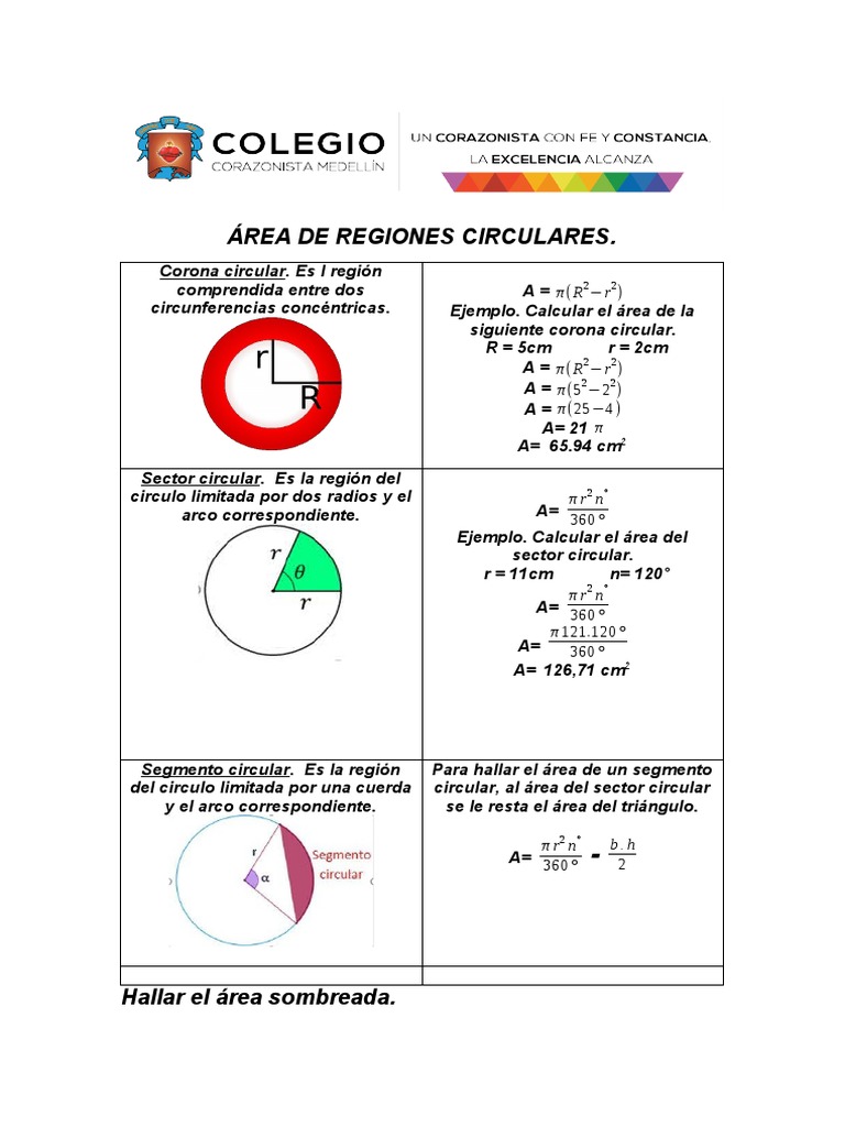 Áreas de Regiones Circulares | PDF