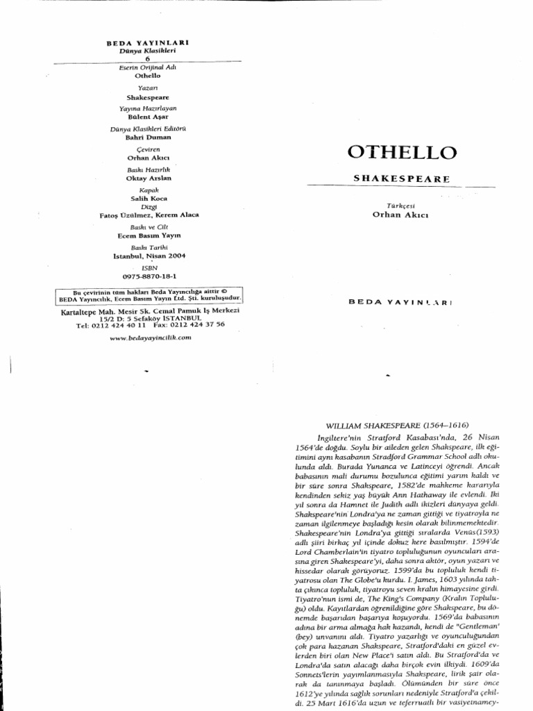 William Shakespeare - Othello PDF | PDF