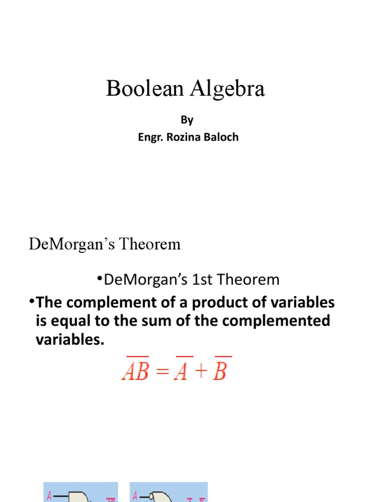 6 - DLD Boolean Algebra DeMorgans | PDF