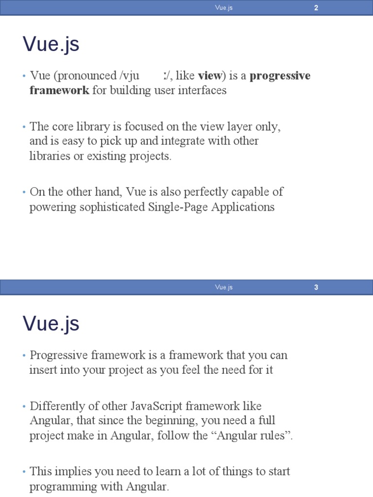 Vue - JS: Framework For Building User Interfaces | PDF | Web ...