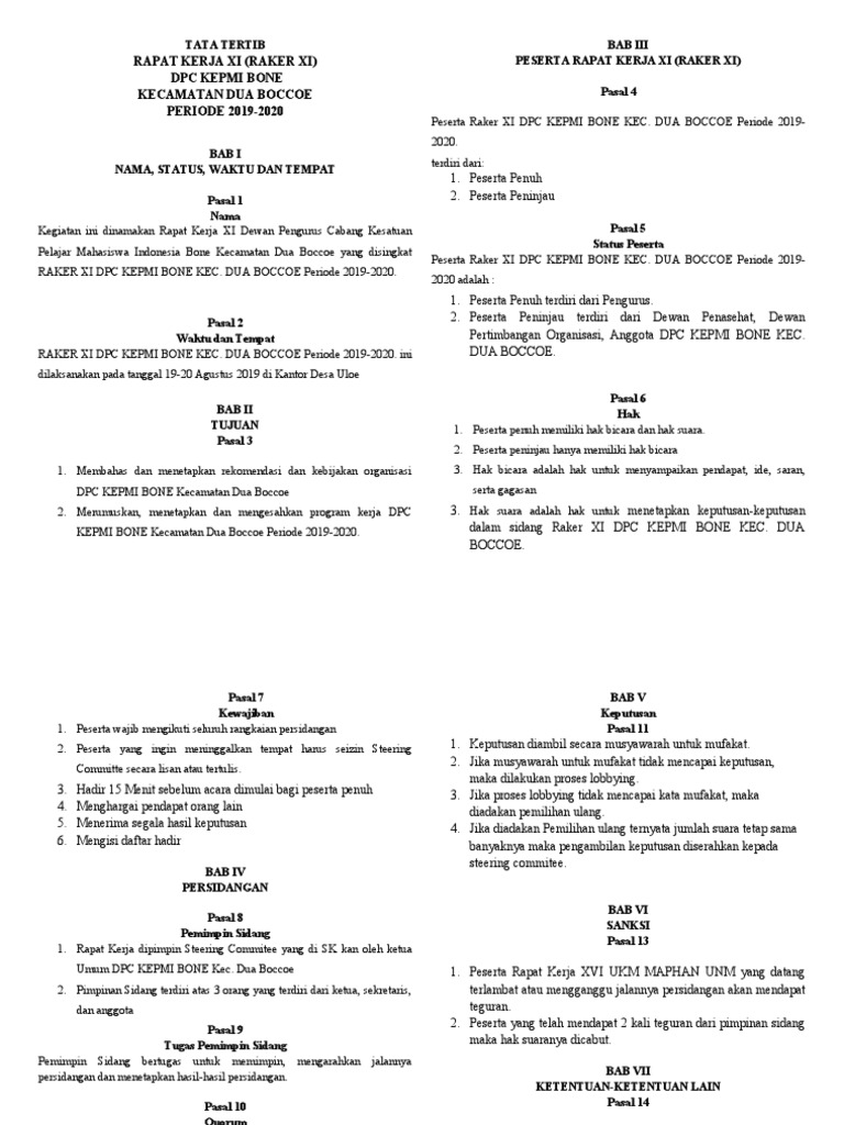 Tata Tertib Raker | PDF