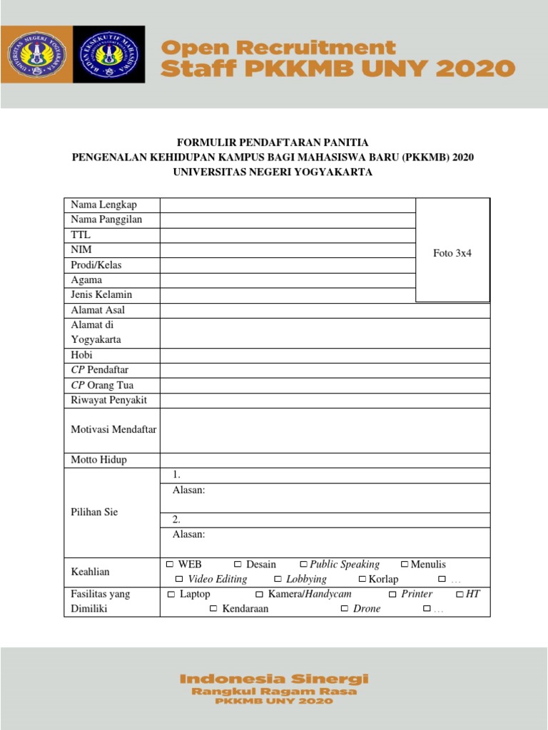 Formulir PKKMB PDF | PDF | Karier & Perkembangan | Ilmu Sosial