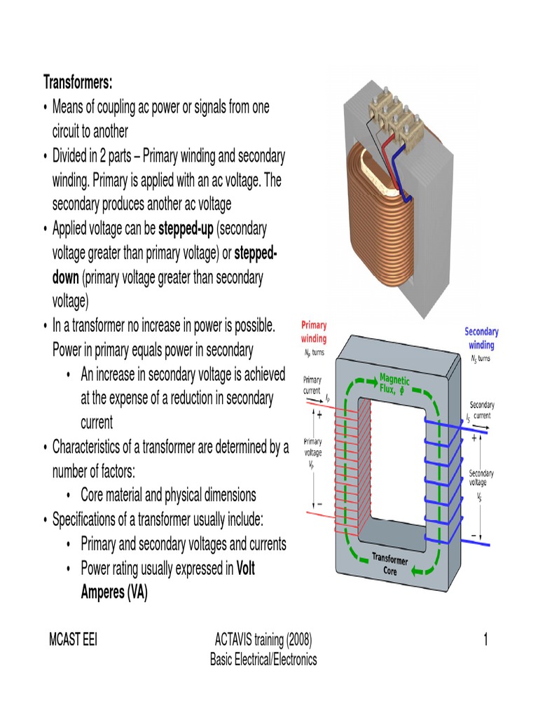 Transformers:: Mcast Eei 1 ACTAVIS Training (2008) Basic Electrical/Electronics Mcast Eei 1 ...