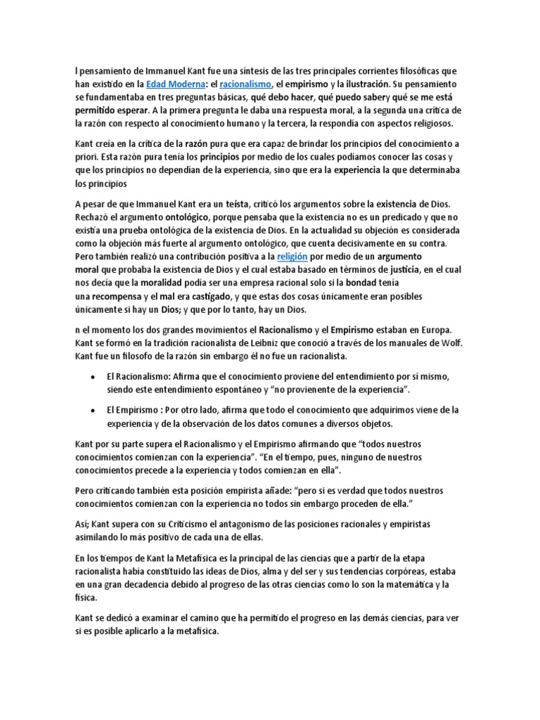 Kant | PDF | Immanuel Kant | Racionalismo