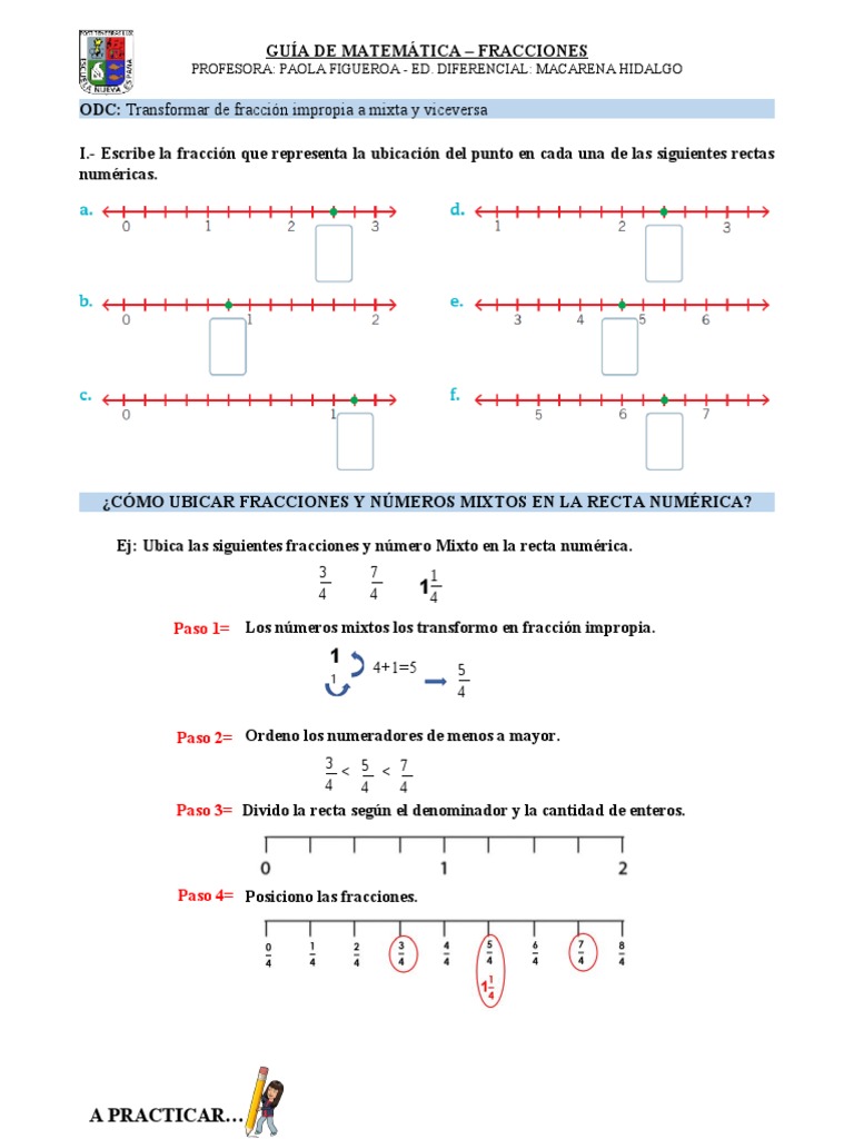 Guía Fracciones en La Recta Numérica | PDF
