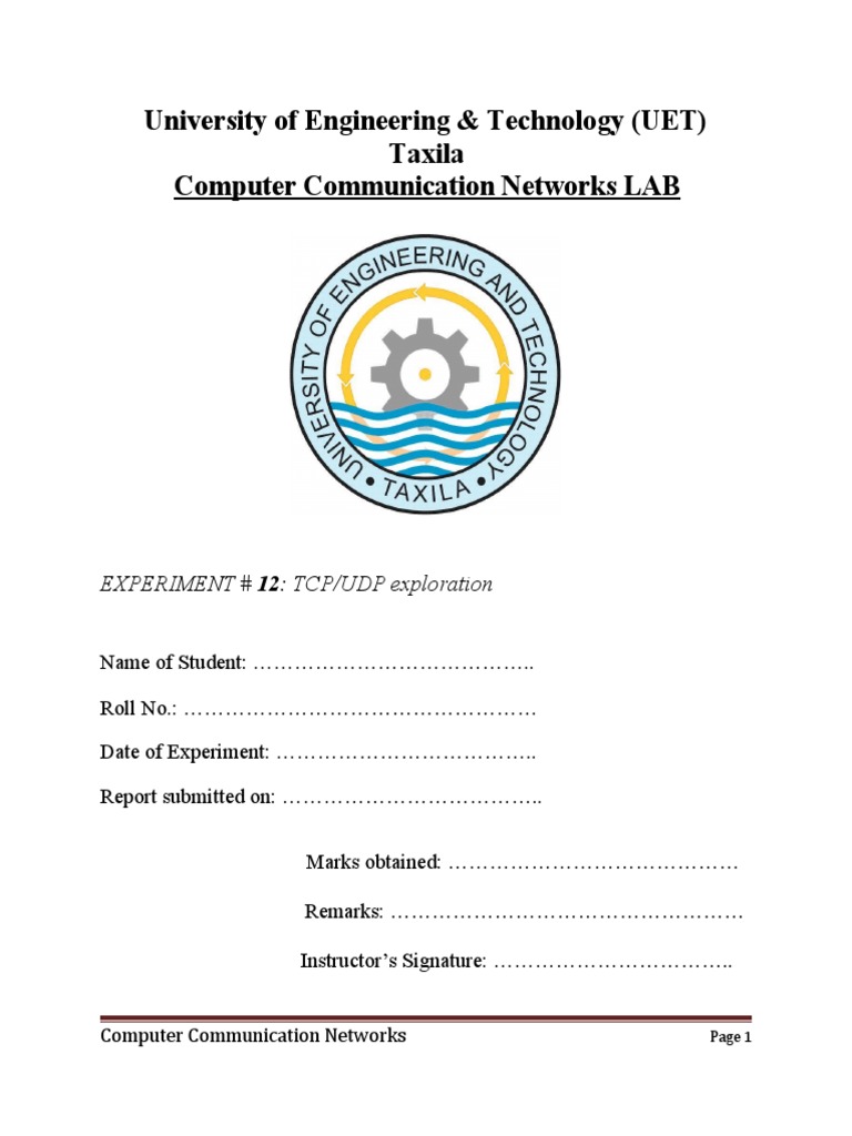 University of Engineering & Technology (UET) Taxila Computer Communication Networks LAB | PDF ...