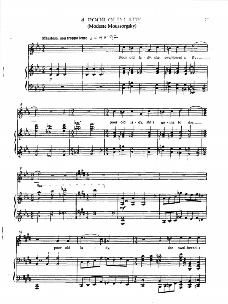 Poor Old Lady - Parodies - Seymour Barab | PDF