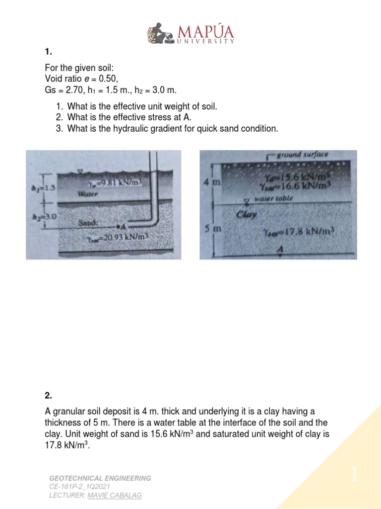 Effective Stress and Quick Sand Analysis | PDF | Soil Mechanics ...