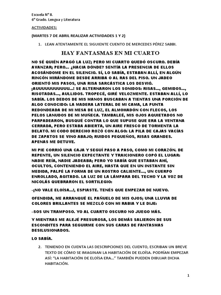 Actividades. Cuento de Terror | PDF