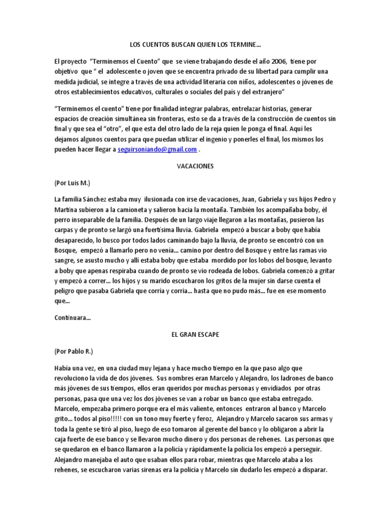 Cuentos sin final para crear juntos | PDF