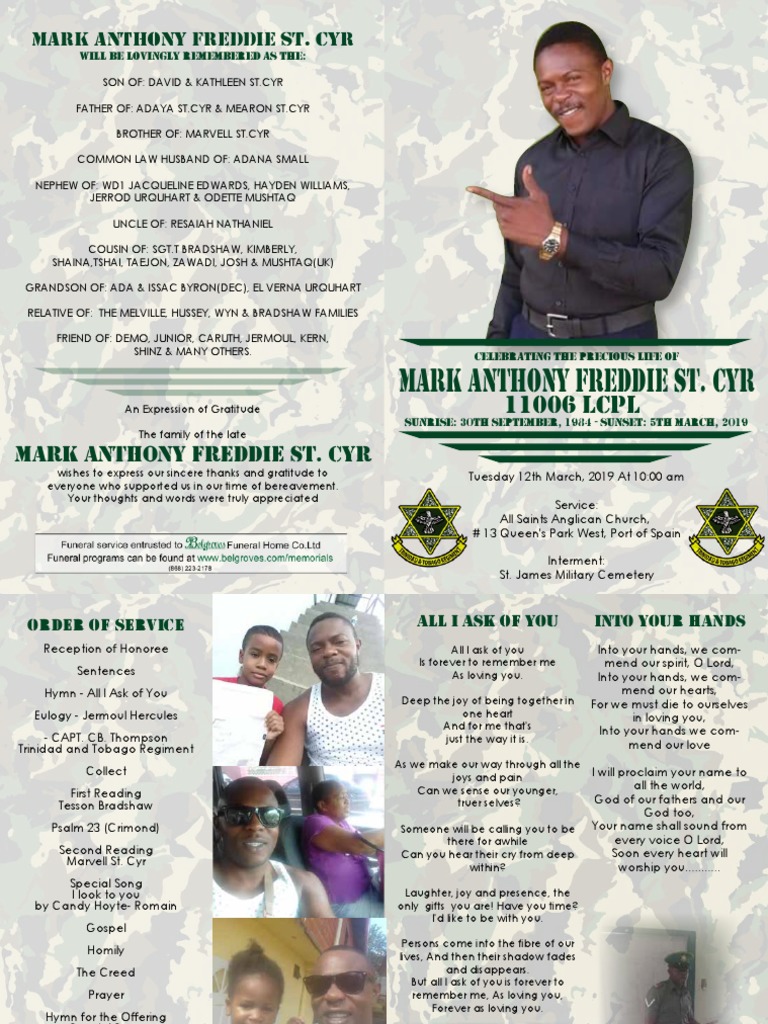 Mark Anthony Freddie St. Cyr Programme Draft | PDF | Christian Worship ...