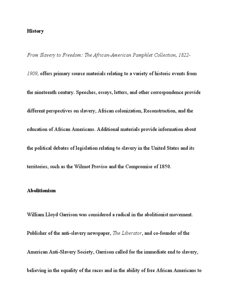 From Slavery To Freedom: The African-American Pamphlet Collection, 1822 ...