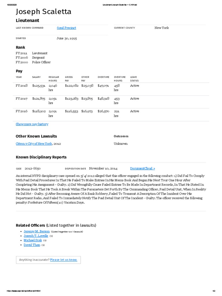 Lieutenant Joseph Scaletta - CAPstat | PDF | New York City Police ...