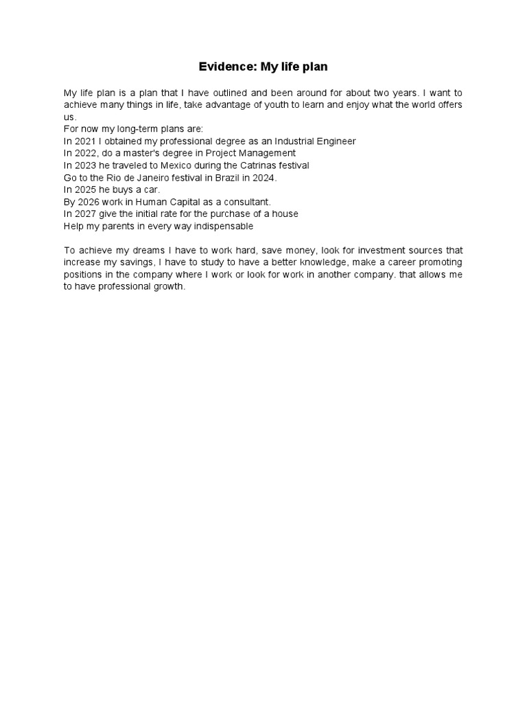 My Life Plan | PDF