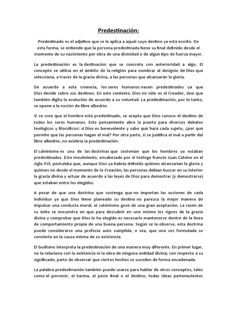 Predestinación y Elección Divina | PDF | Predestinación | Metafísica
