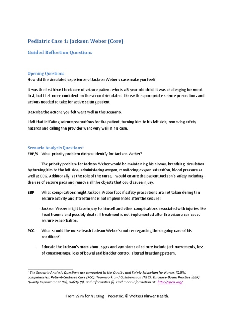 Pediatric Case 1: Jackson Weber (Core) : Guided Reflection Questions ... Pediatric Case 1: Jackson Weber (Core) : Guided Reflection Questions ...
