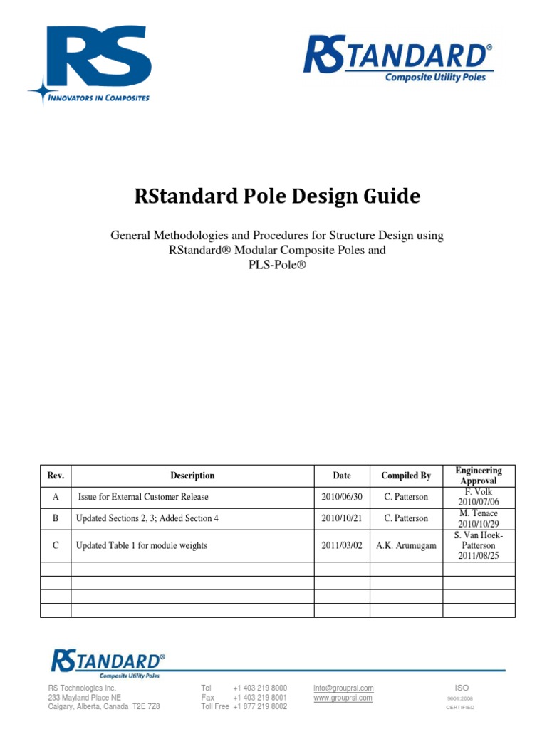 RStandard Pole Design Guide Rev C | Download Free PDF | Strength Of ...