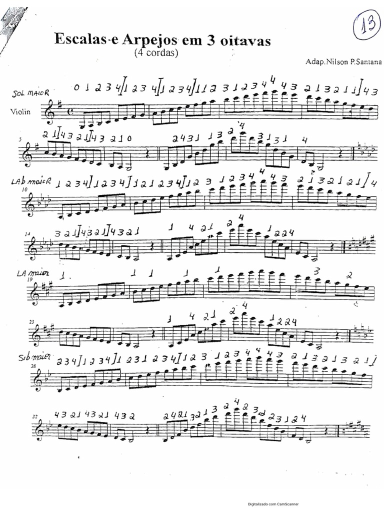 Escala de Sol e Arpejos 3 Oitavas | PDF