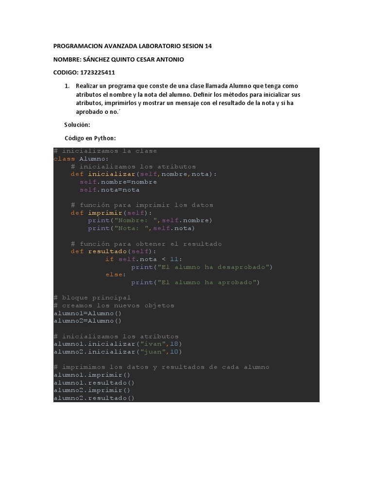 Programacion Avanzada Laboratorio Sesion 14 | PDF | Python (lenguaje de ...