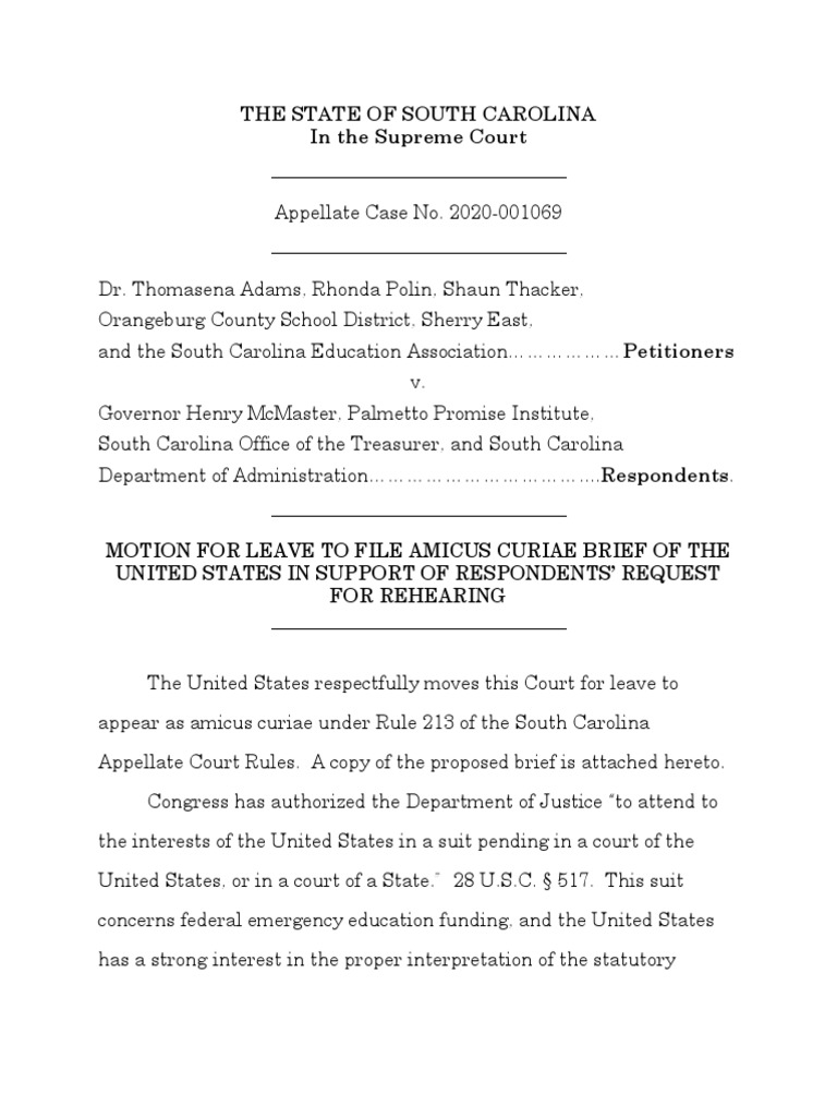U.S. Motion and Amicus Brief | PDF | Amicus Curiae | Supreme Court Of ...
