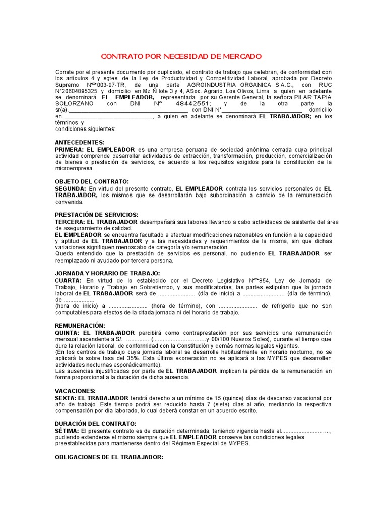 Contrato Micro Empresa | PDF | Derecho laboral | Salario