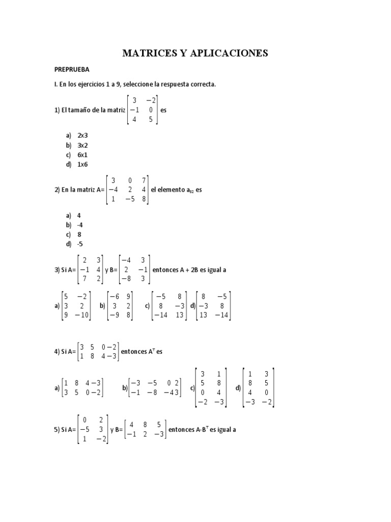 Matrices y Aplicaciones | PDF | Matriz (Matemáticas) | Funciones y mapeos