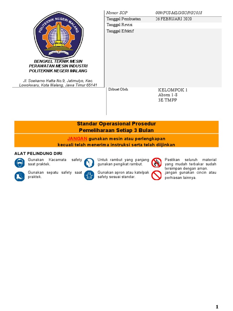 SOP PENGECHECKAN MESIN BUBUT SETIAP 3 BULAN by Alif | PDF